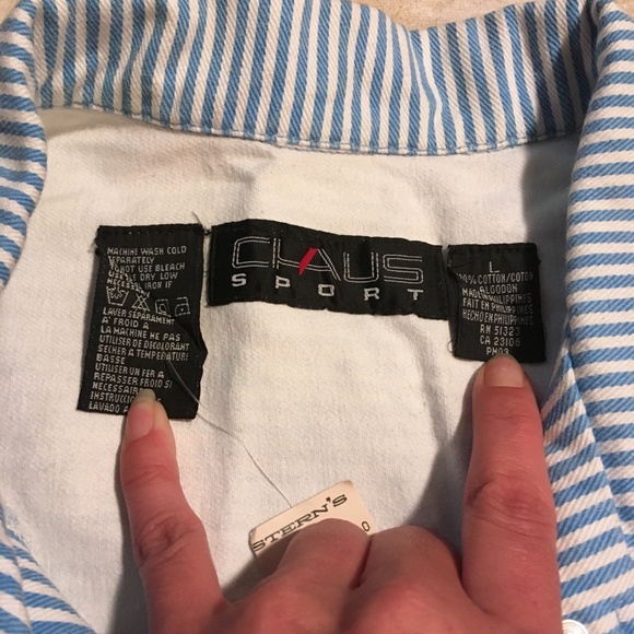 Chaus Sport | Jackets & Coats | Blue And White Striped Denim Jacket ...